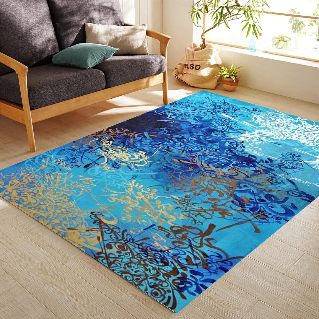 Space Look Rug, Blue Oversize Rug, Ocean Blue Rug, Fresh Large Rug ...