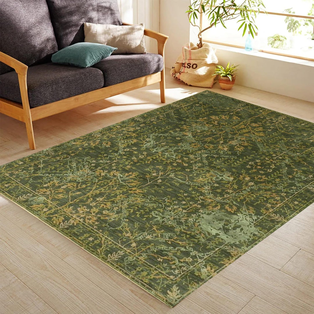 Moss Green Rug, Luxury Floor Rug, Kitchen Rug, Farmhouse Runner ...