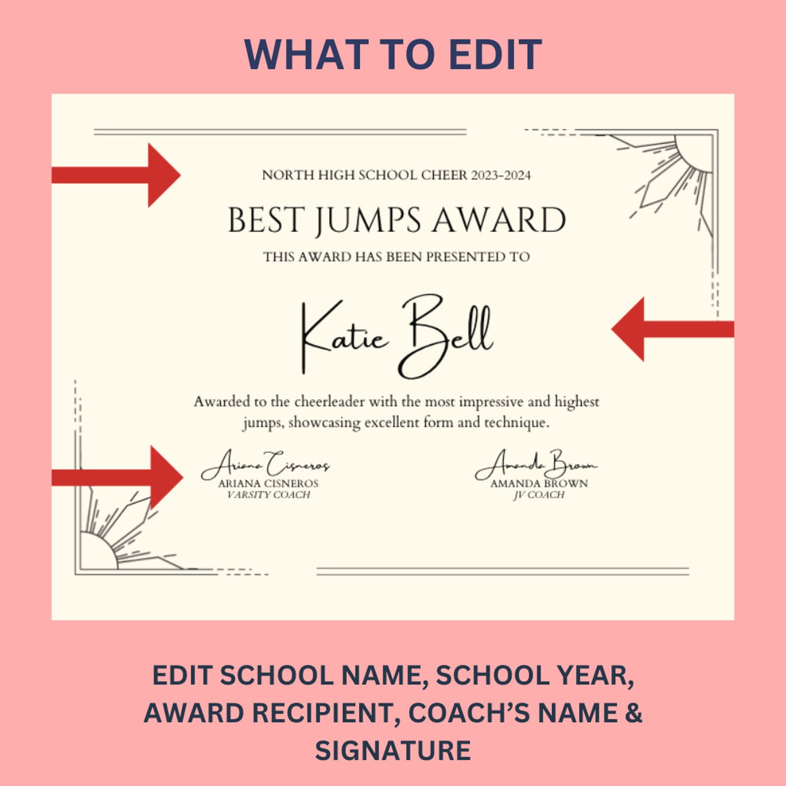 30 Editable Cheerleading Award Certificates, Cheer Squad Awards ...