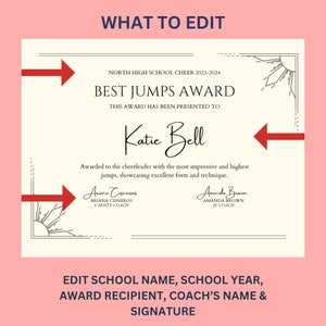30 Editable Cheerleading Award Certificates, Cheer Squad Awards ...