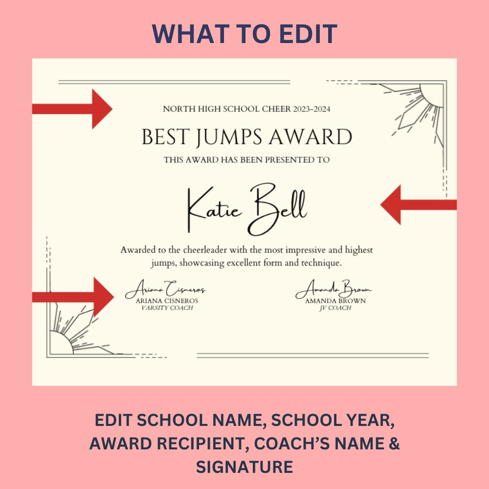 30 Editable Cheerleading Award Certificates, Cheer Squad Awards ...