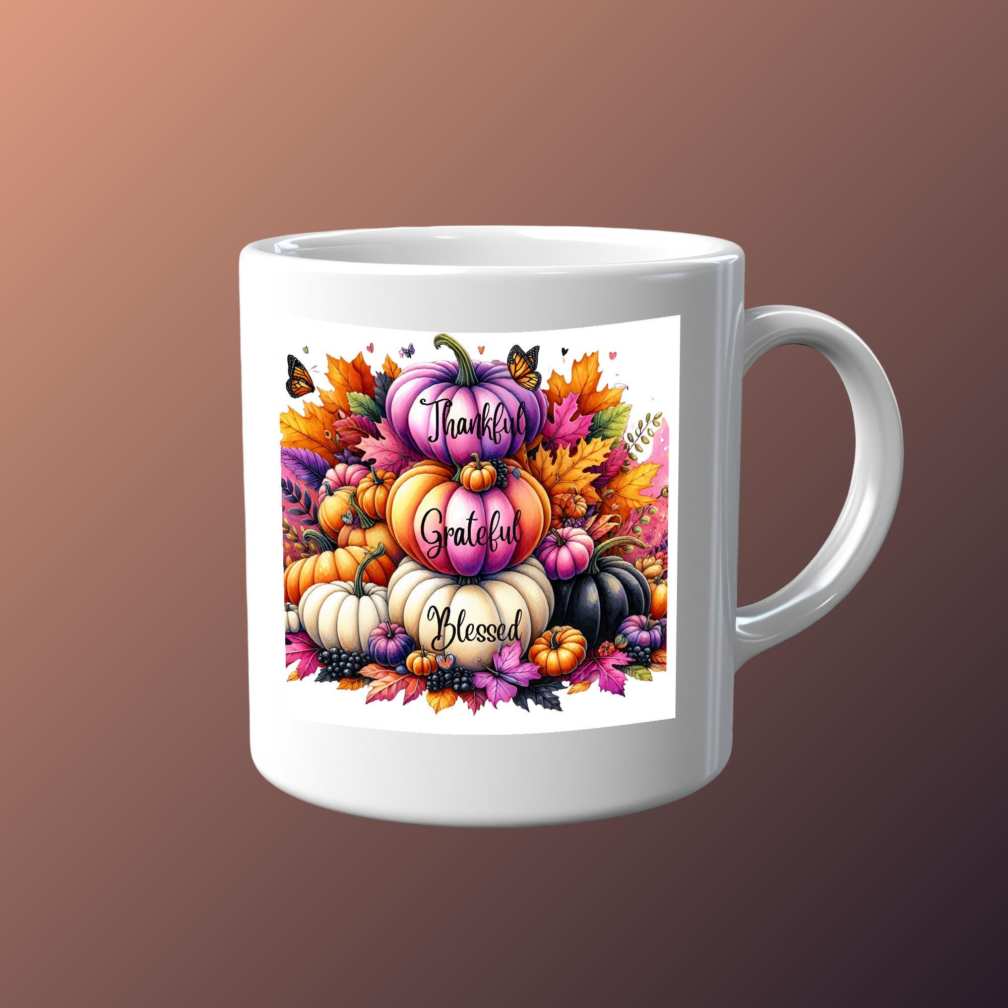 Thankful Grateful Blessed Fall PNG , Pumpkins and Autumn Leaves ...