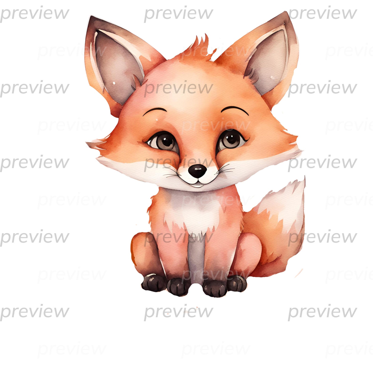 Watercolor Woodland Animals Clipart Pink-owl, Fox,deer,hedgehog,bird ...