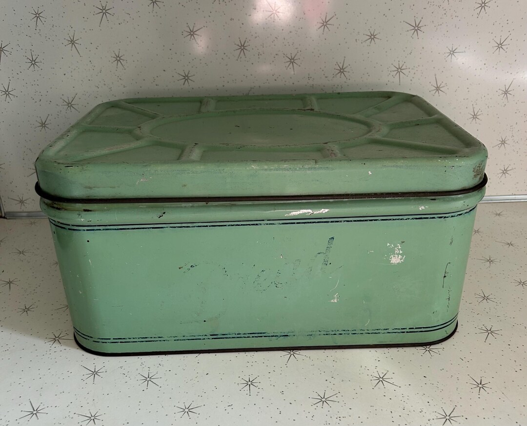 Vintage 1930s-40s Green Bread Box Tin | Authentic Roosevelt Era Kitchen ...