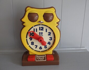 Toys & Games Toys Pretend Play 1975 Tomy Owl Answer Clock Learn To Tell ...