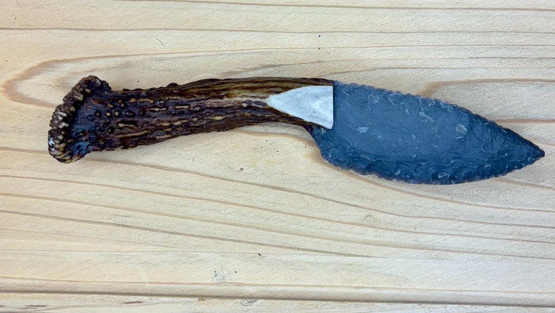 Flint Knapped Knife Georgetown Flint With Whitetail Deer Handle - Etsy