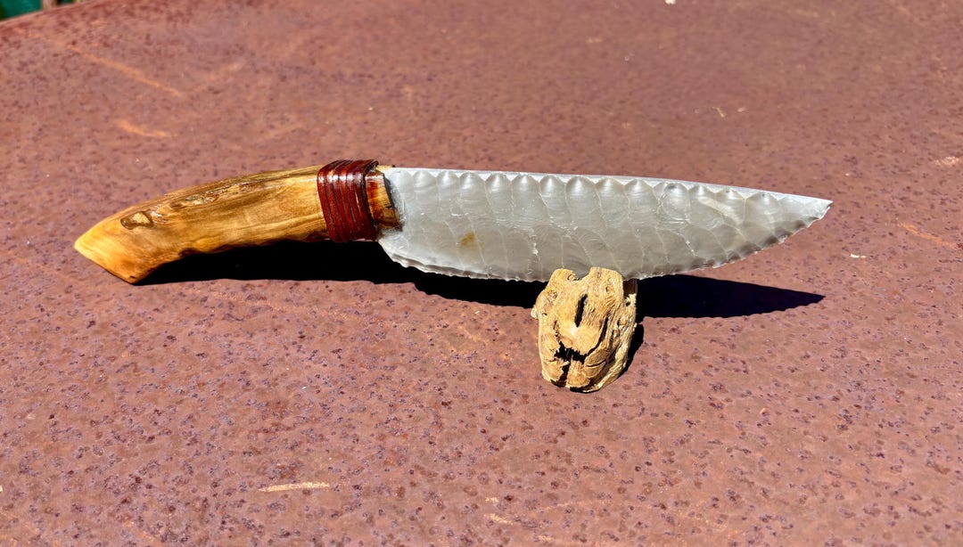 Flint Knapped Knife Georgetown Flint With Pine Knot (fat Wood) Handle ...