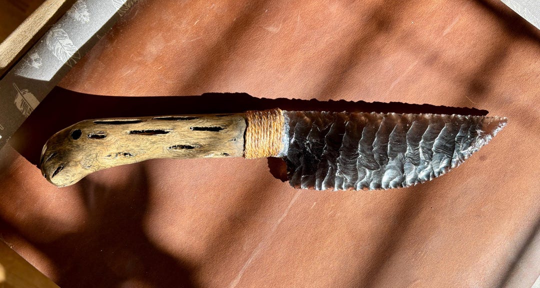 Obsidian Knife W/cholla Cactus Handle Flint Knapping by Steve Zamjohn ...