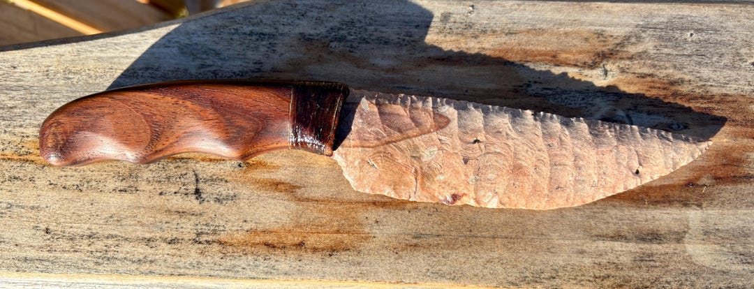 Kay County Flint Knife W/dark Wood Handle Flint Knapping by Steve ...