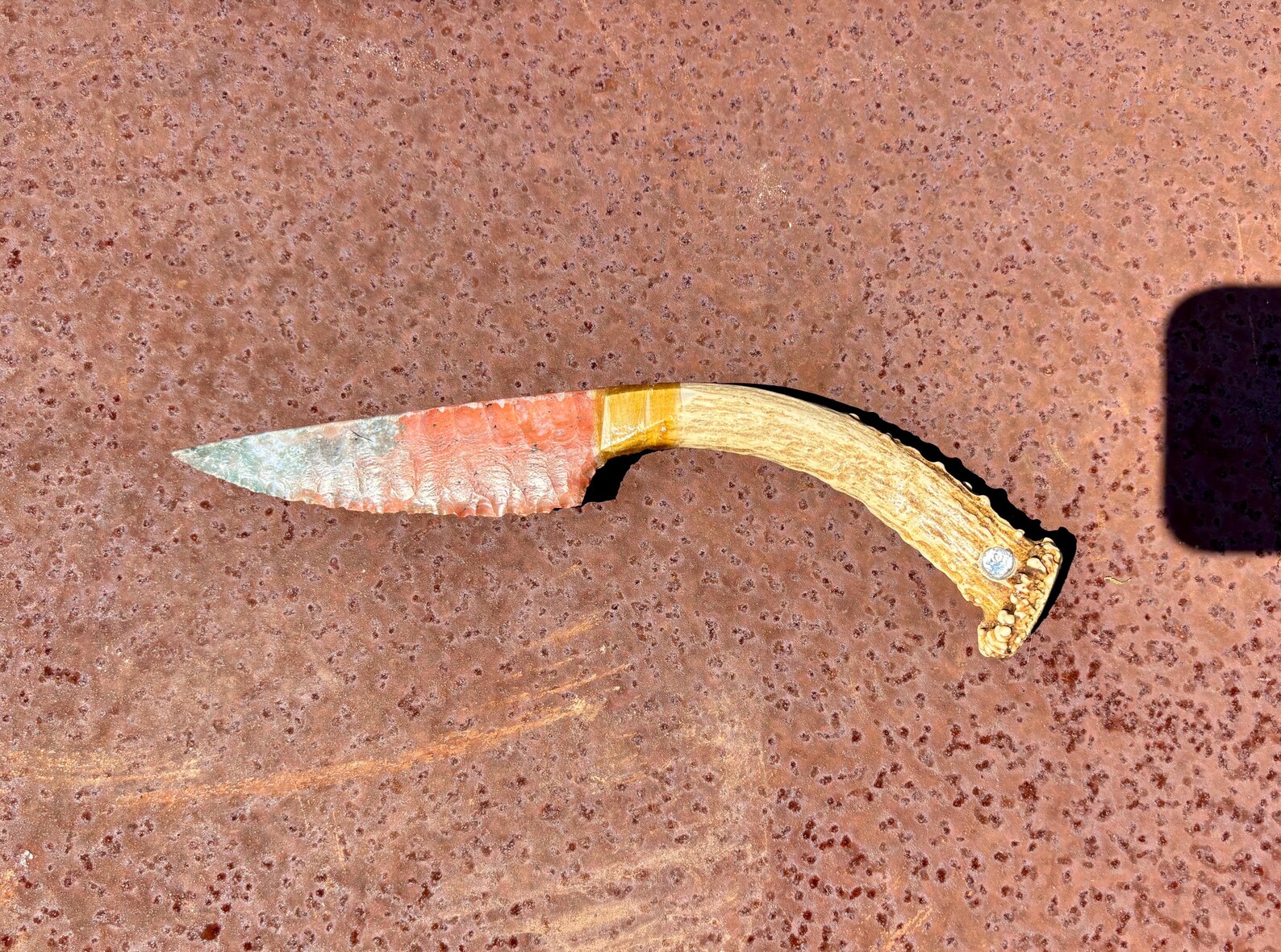 Flint Knapped Knife - Fancy Jasper Blade W/deer Antler Handle - Etsy