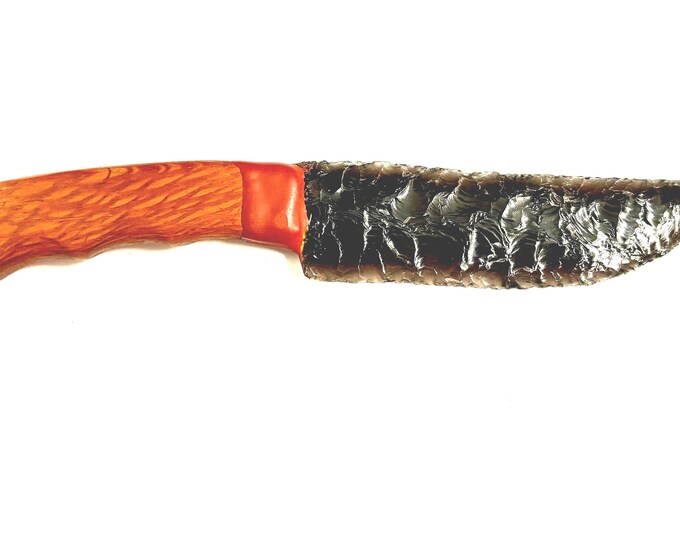 Obsidian Knife W/ Leopard Wood Handle - Flint Knapping by Steve Zamjohn ...