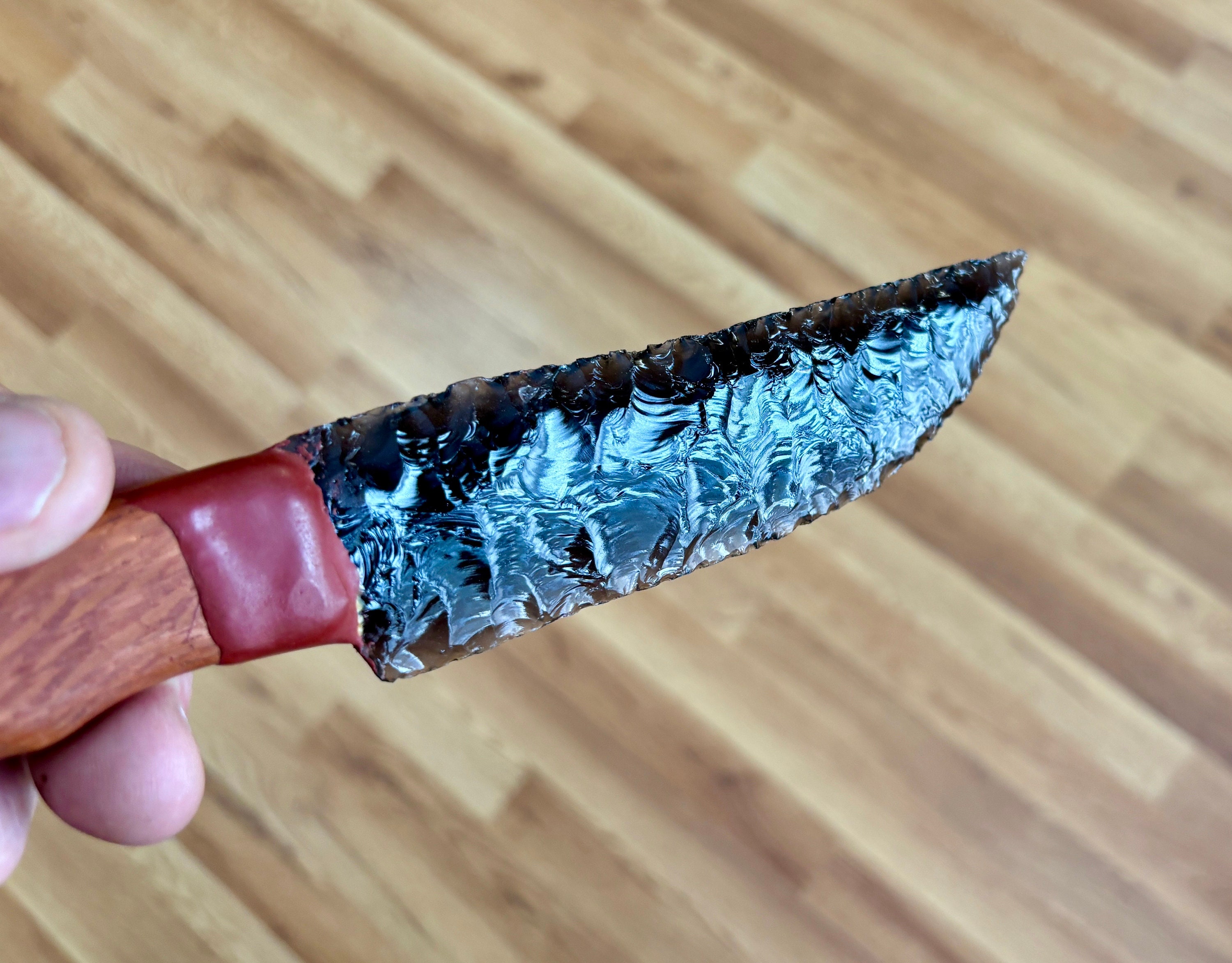 Obsidian Knife W/ Leopard Wood Handle Flint Knapping by Steve Zamjohn ...