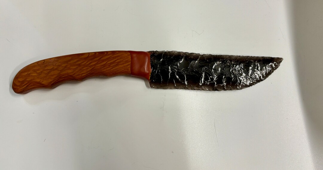 Obsidian Knife W/ Leopard Wood Handle Flint Knapping by Steve Zamjohn ...