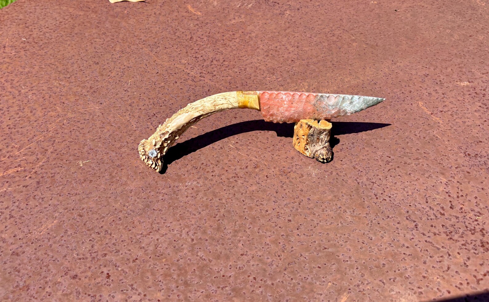 Flint Knapped Knife - Fancy Jasper Blade W/deer Antler Handle - Etsy