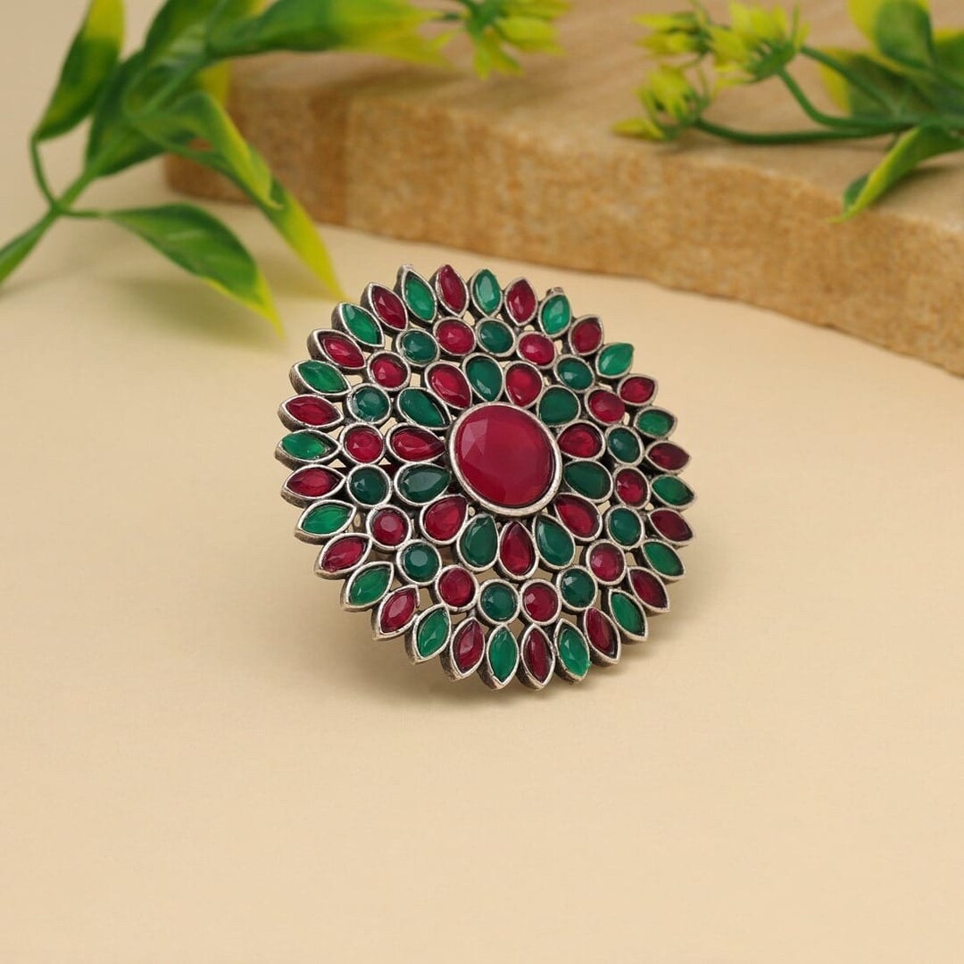 Artibind Rani Colour Oxidised Ring. - Etsy