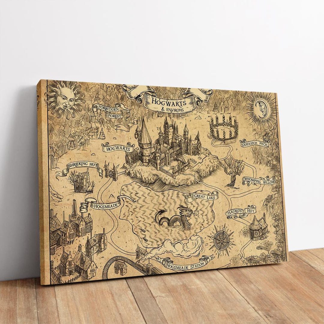 Hogwarts & Environs Map,wizarding World Map Canvas,harry Map Poster ...