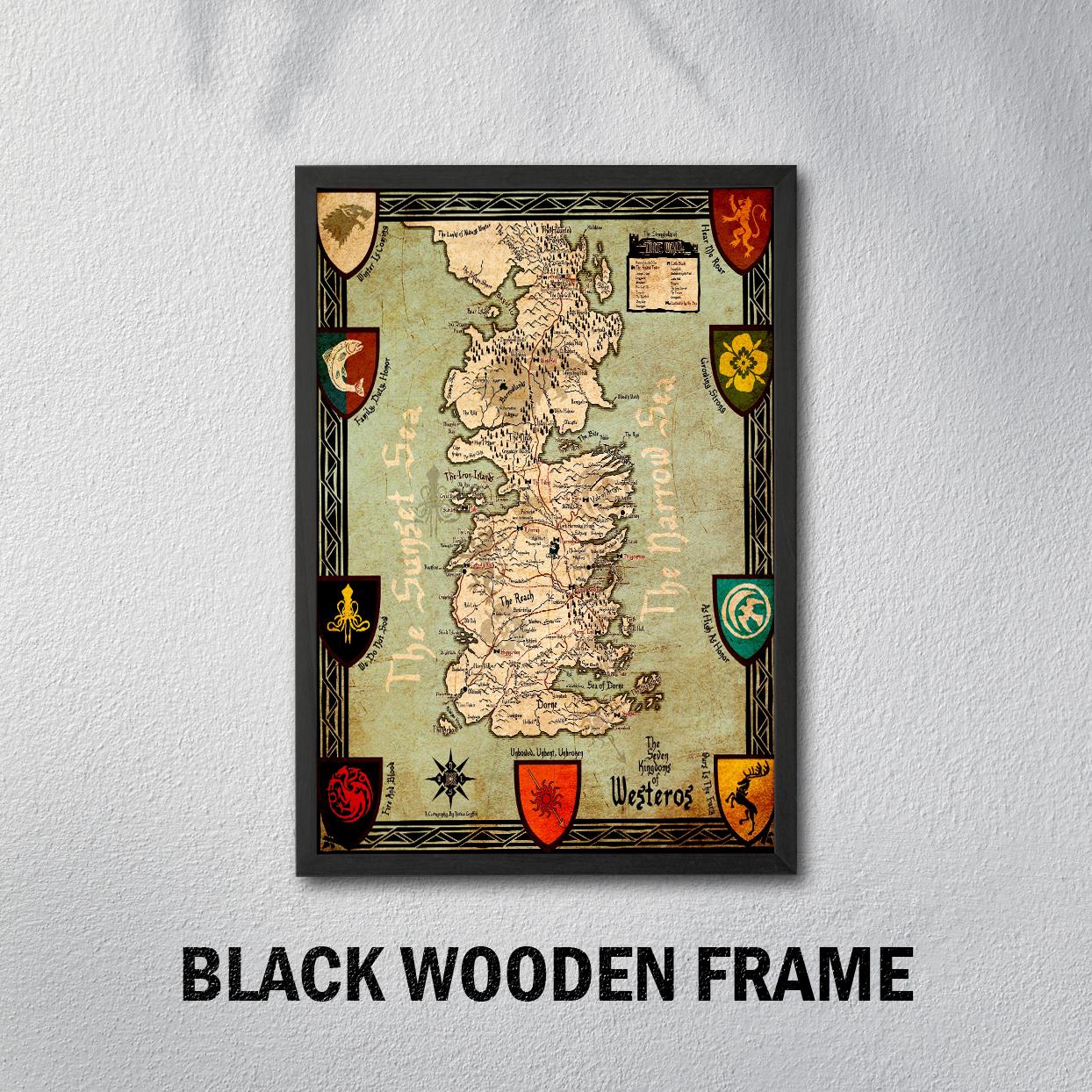 Game of Thrones Map Canvas, Westeros Map, Got Map, Fantasy Map Print ...