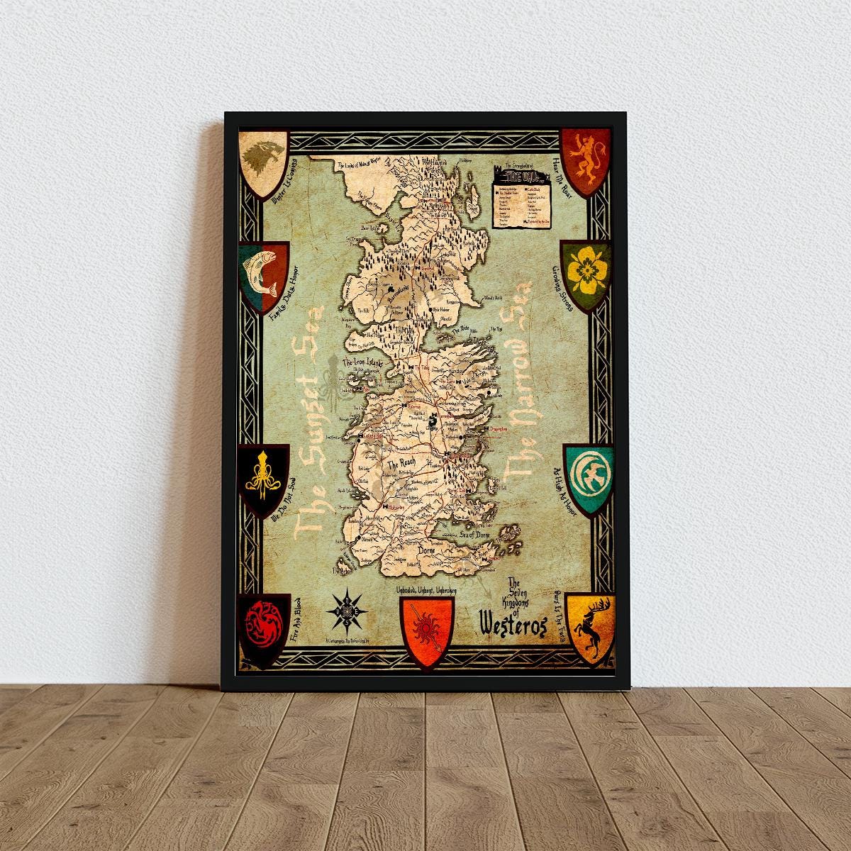 Game of Thrones Map Canvas, Westeros Map, Got Map, Fantasy Map Print ...