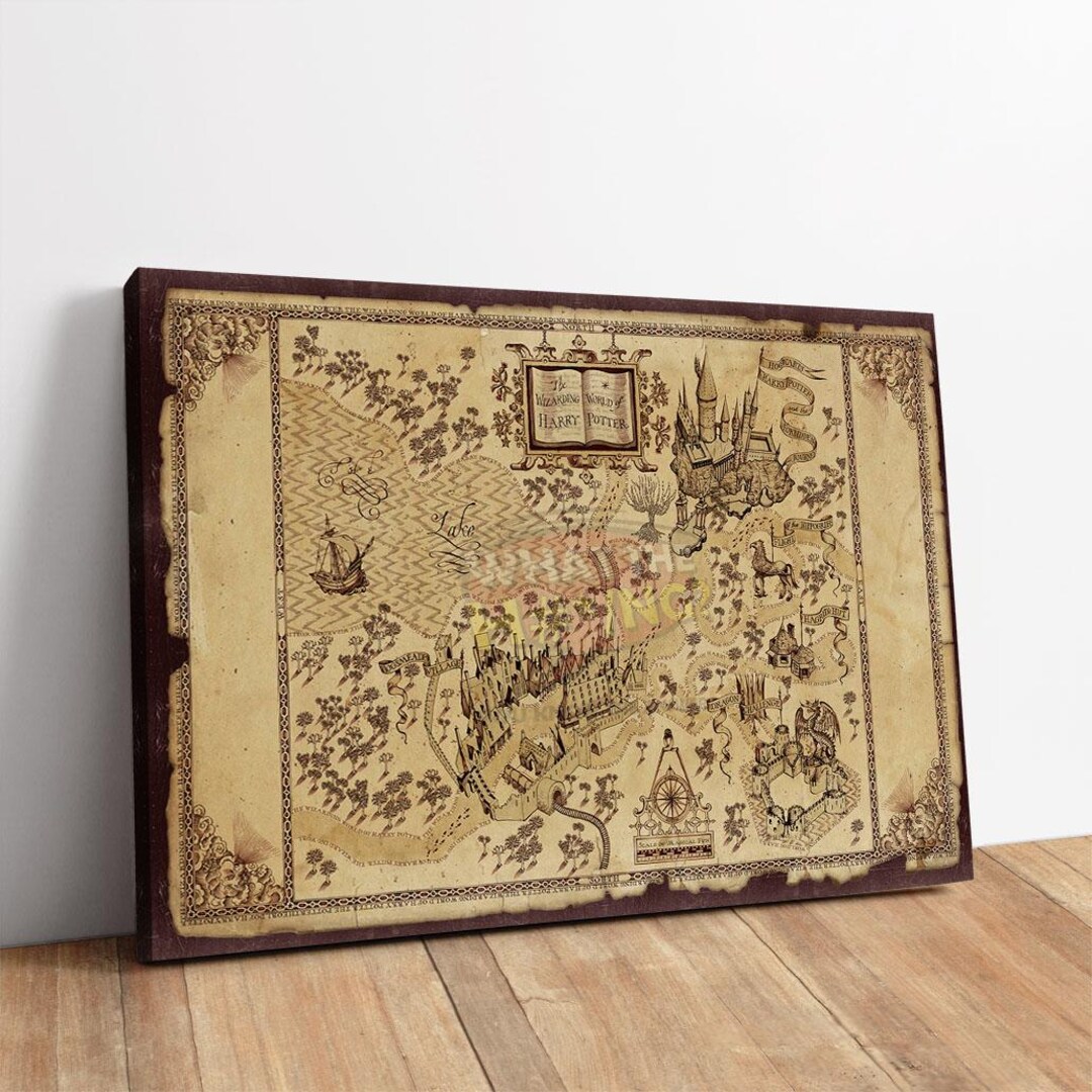 Wizarding World Map Canvas, Harry Map Poster, Magical World Map ...