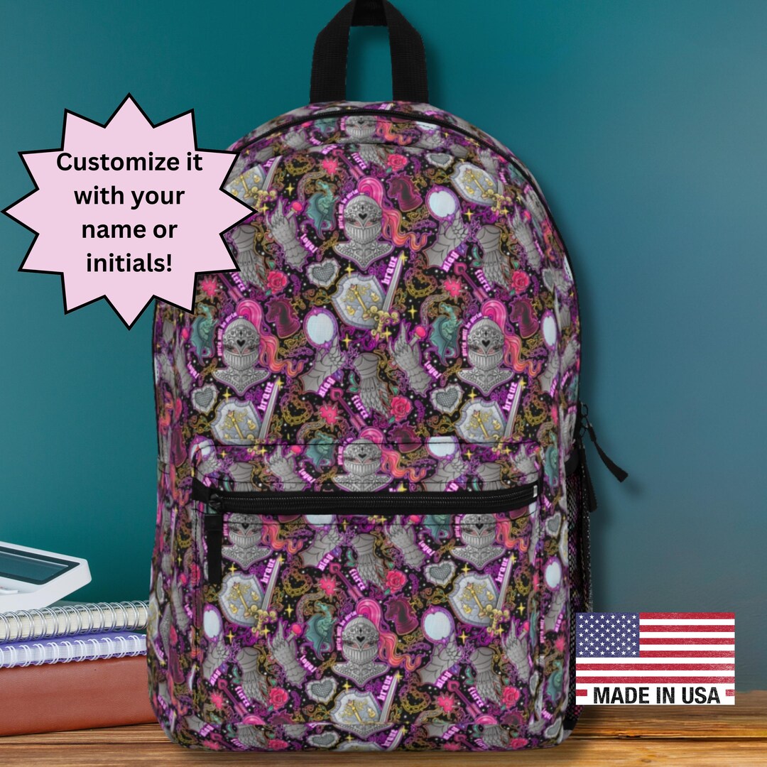 Dames Dragons Knightcore Backpack - Custom Name Medieval Fantasy School ...