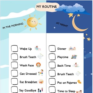 Routine Chart for Kids Printable Illustrated Checklist - Etsy