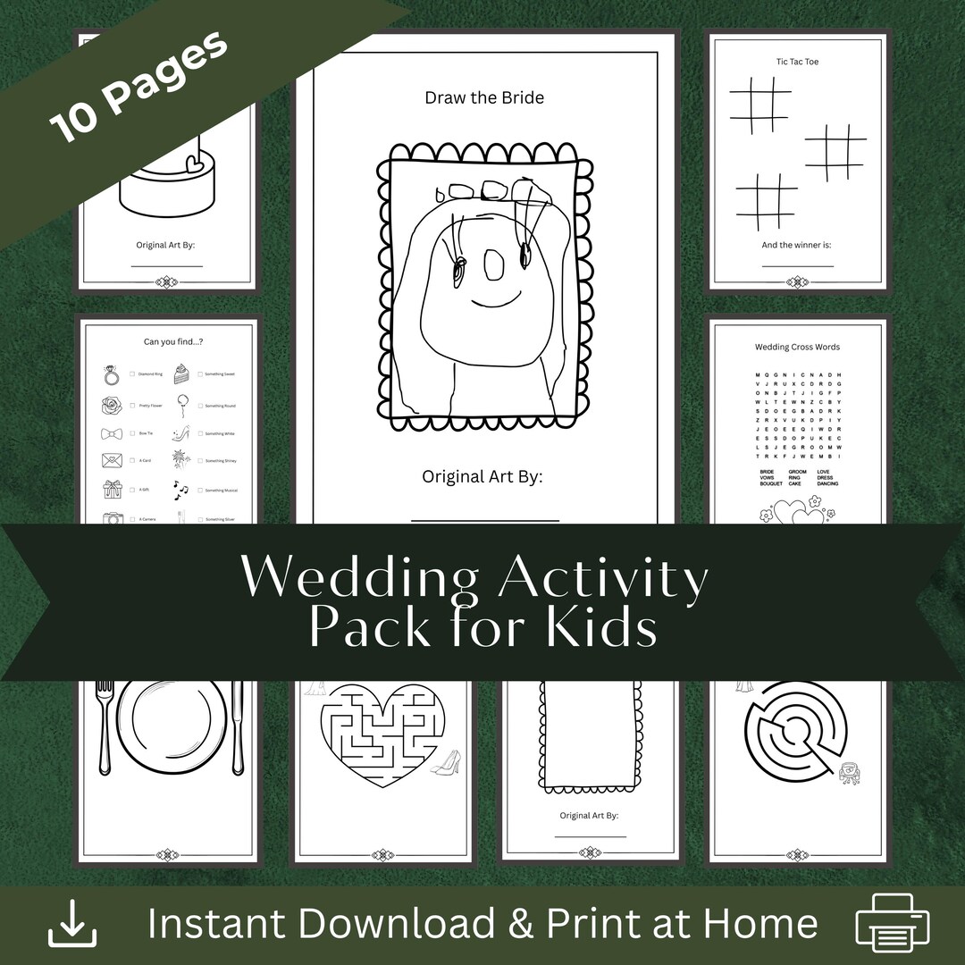 Wedding Activity Pack for Kids | Instant Download | Print at Home | 10 ...