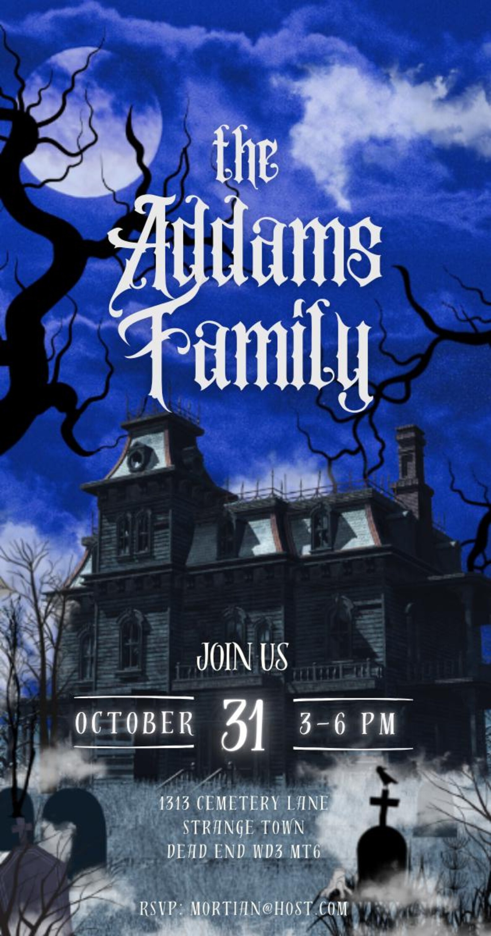 Addams Family Halloween Party Invitation, Custom Animation & Editable ...