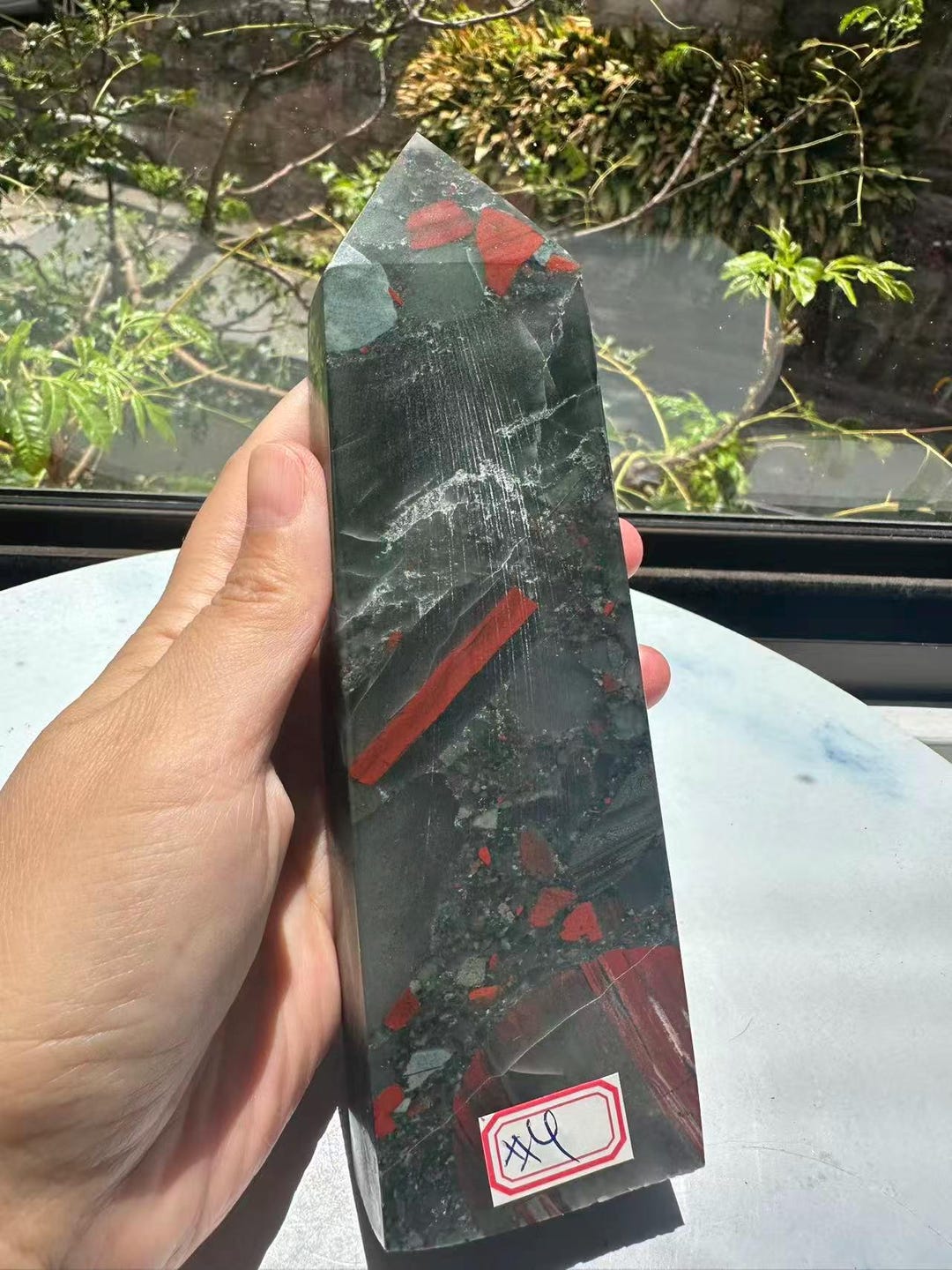 Large African Bloodstone Tower | Natural Healing Crystal Obelisk for ...