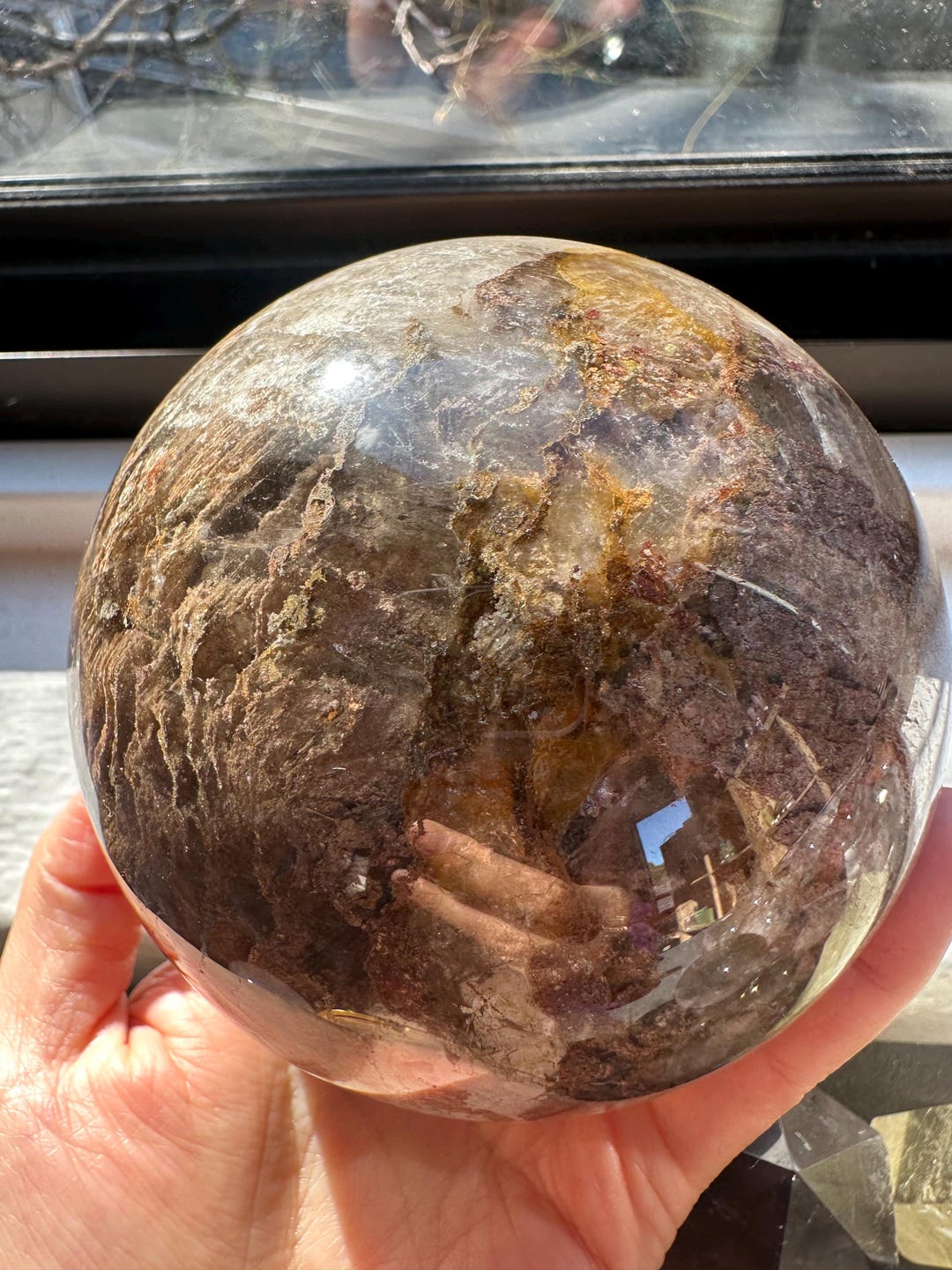Garden Quartz Sphere W Layers Natural Lodolite Crystal Ball Healing ...