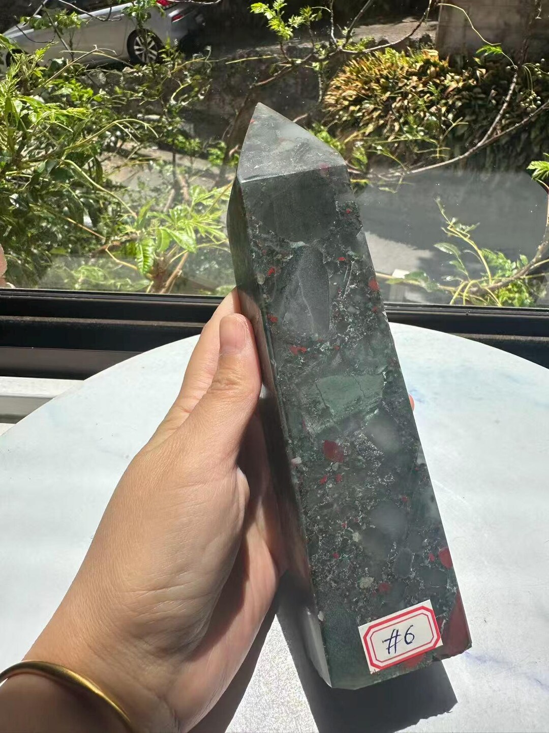 Large African Bloodstone Tower | Natural Healing Crystal Obelisk for ...