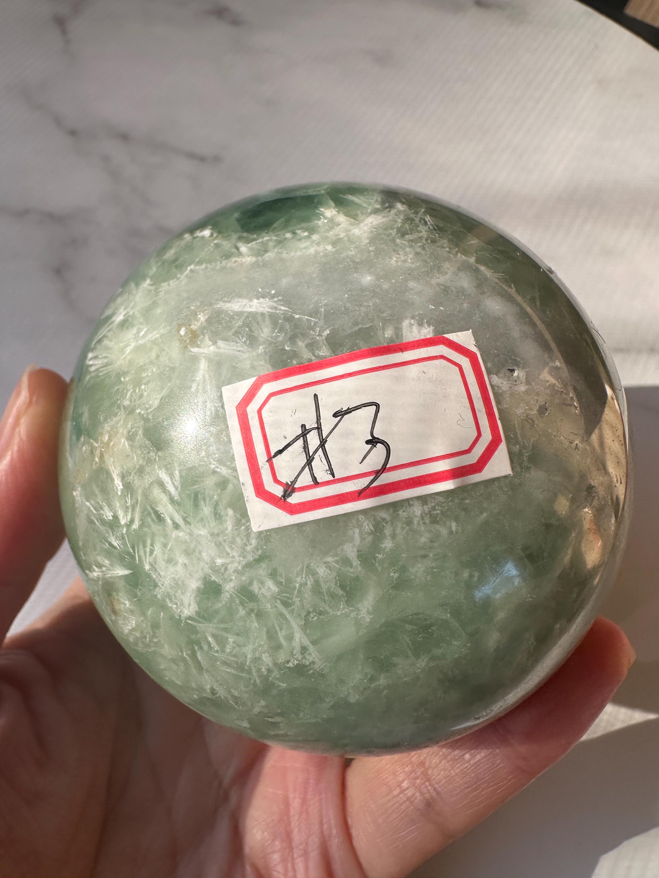 Rare Large Feather Fluorite Sphere – Hand-carved Green Crystal Ball for ...
