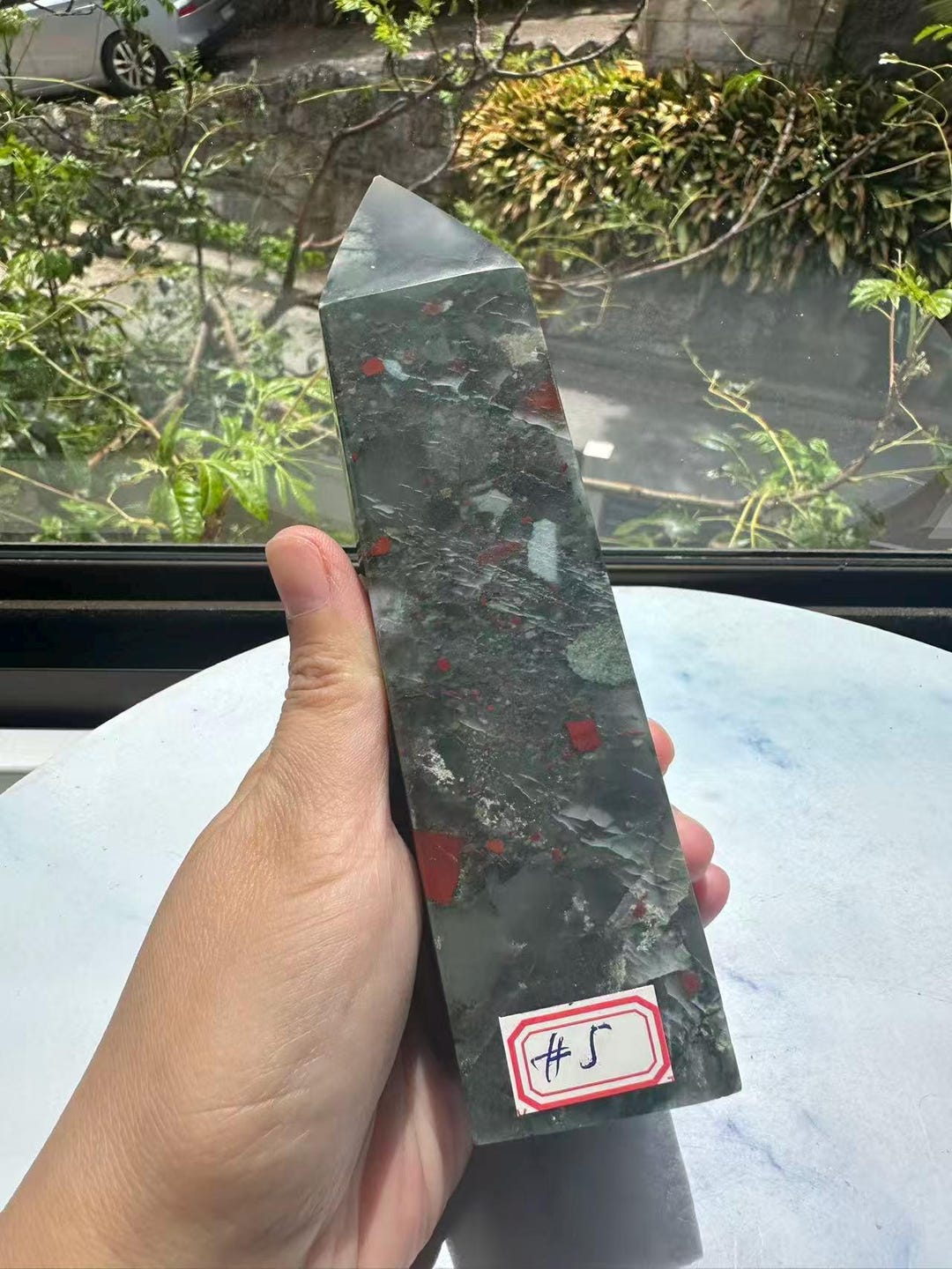 Large African Bloodstone Tower | Natural Healing Crystal Obelisk for ...
