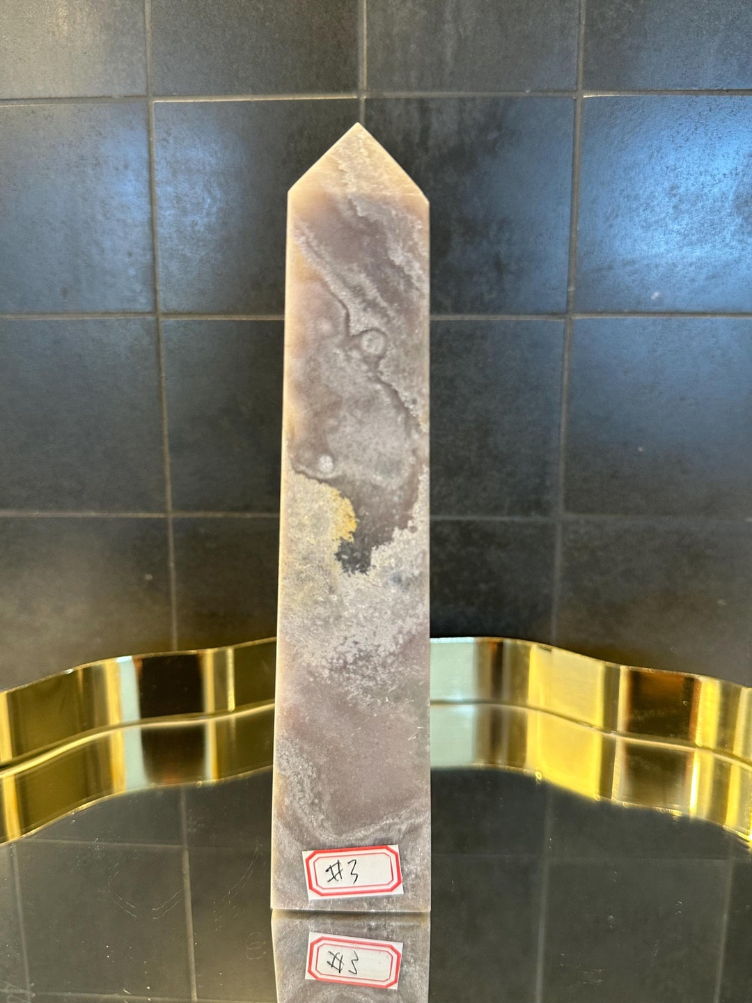 Large Natural Flower Agate Tower Flower Agate Point Agate Crystal ...