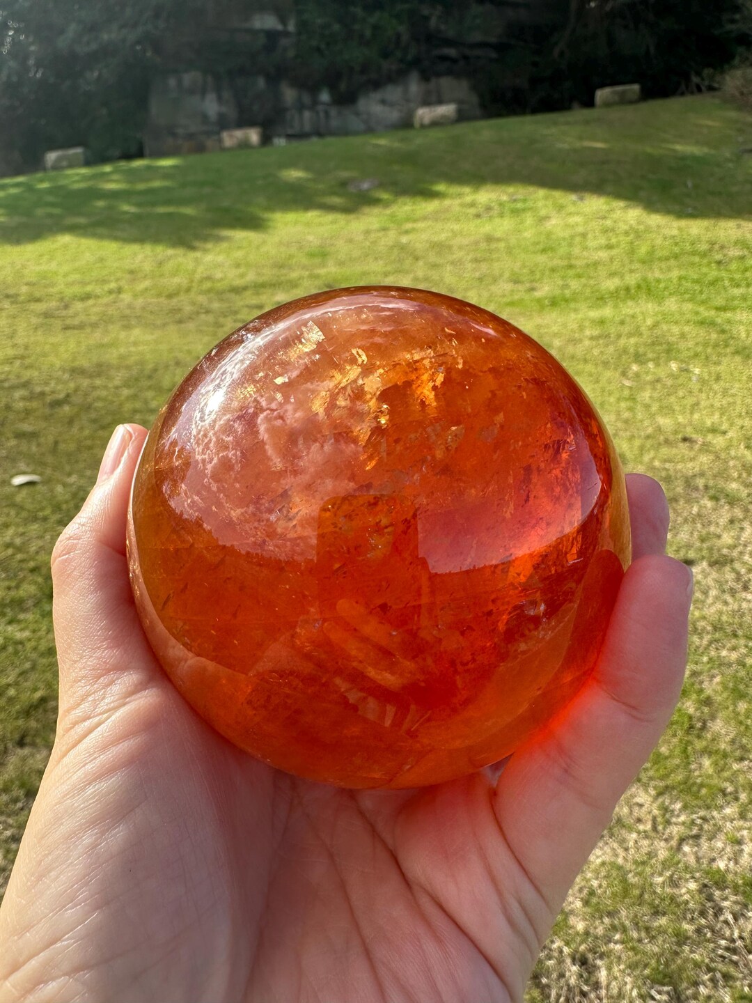 Extra Large Natural Honey Calcite Sphere Yellow Calcite Ball Healing ...
