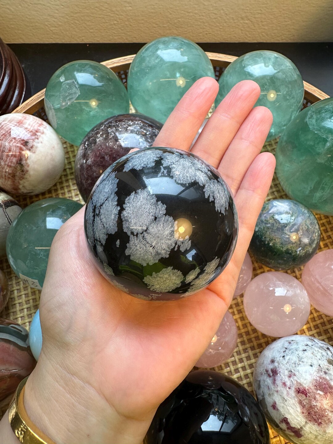 Natural Snowflake Obsidian Sphere Natural Snowflake Obsidian Ball ...