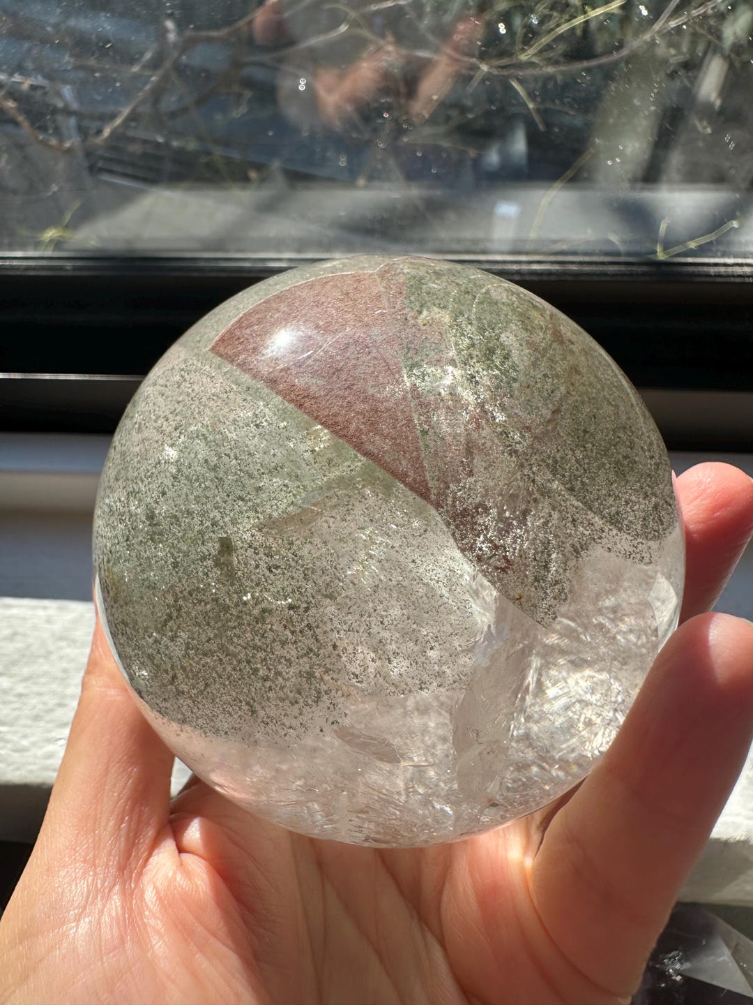 Garden Quartz Sphere W Rainbow Natural Lodolite Crystal Ball Healing ...