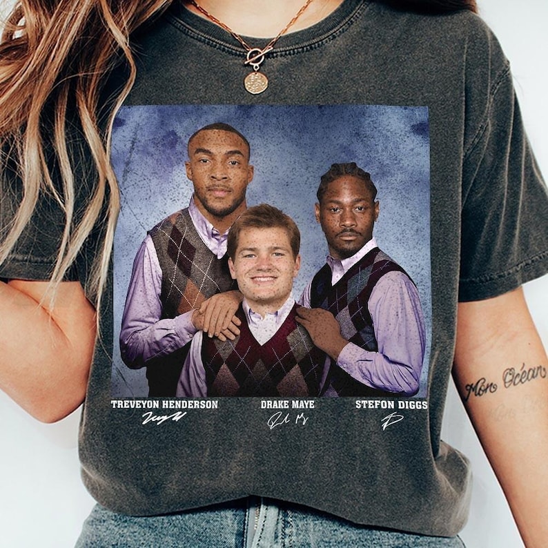 Treveyon Henderson Drake Maye Stefon Diggs Football Shirt, New England ...