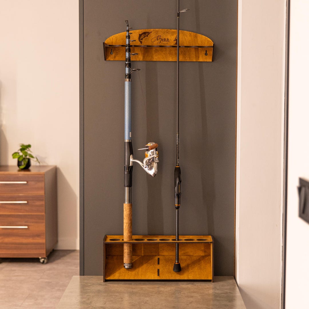 Wood Fishing Rod Holder,fishing Pole Holder,fishing Rod Rack Wood ...