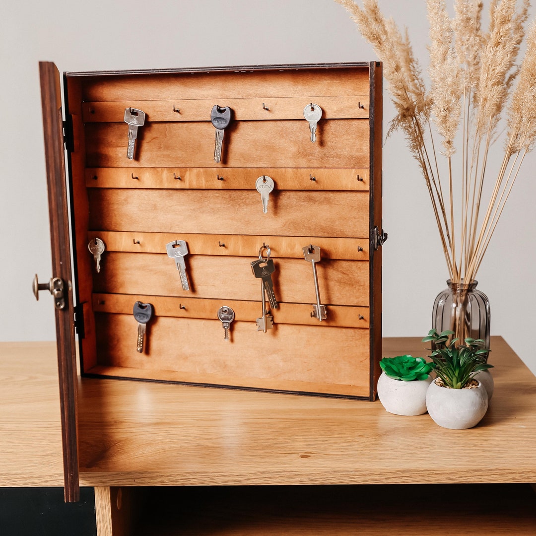 Wooden Key Holder for Wall, Wooden Key Box, Key Rack Wall Mount, Wooden ...