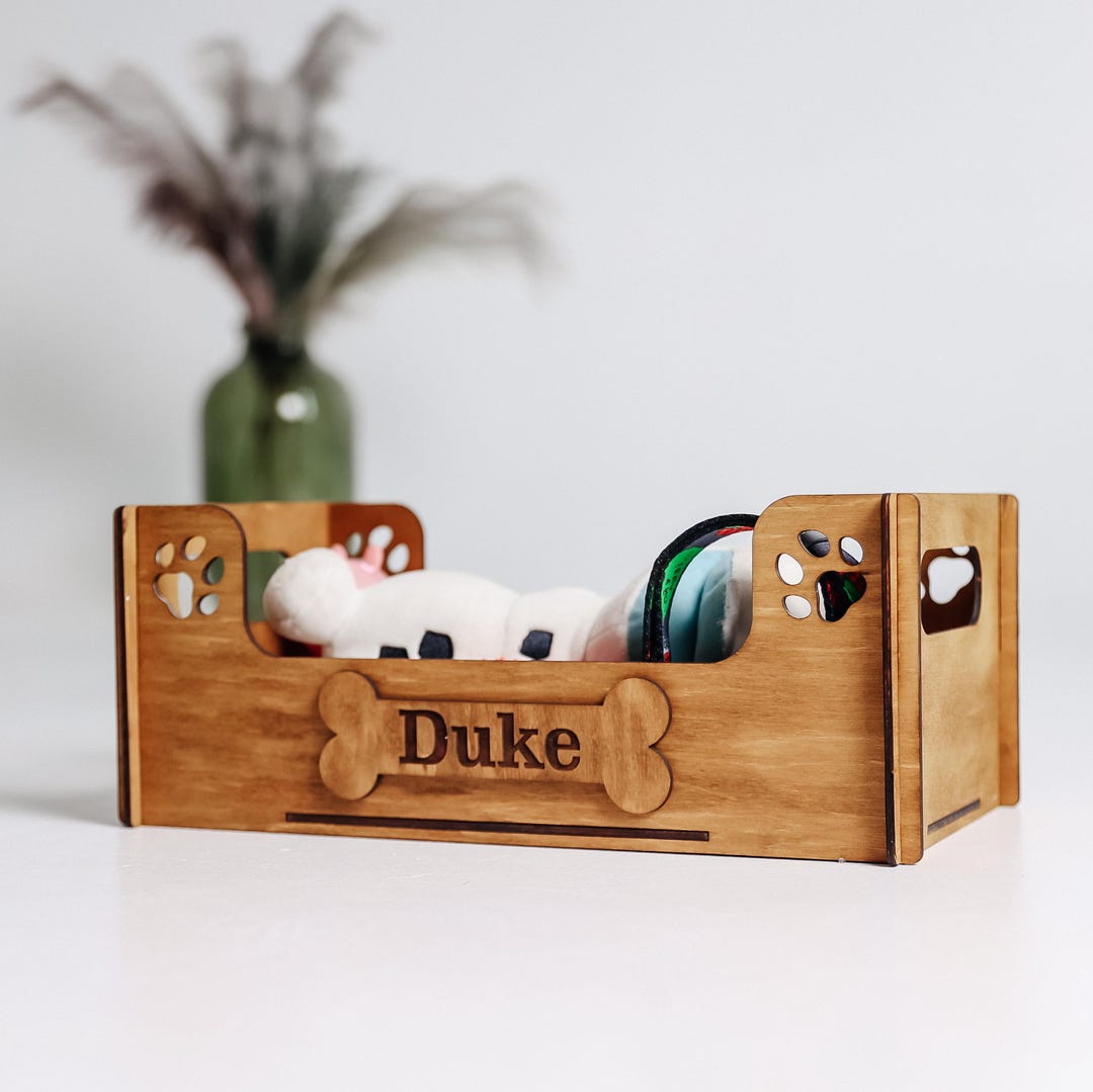 Pet Toys Basket,personalized Dog Toy Storage, Dog Toy Box Wood, Pet Toy ...