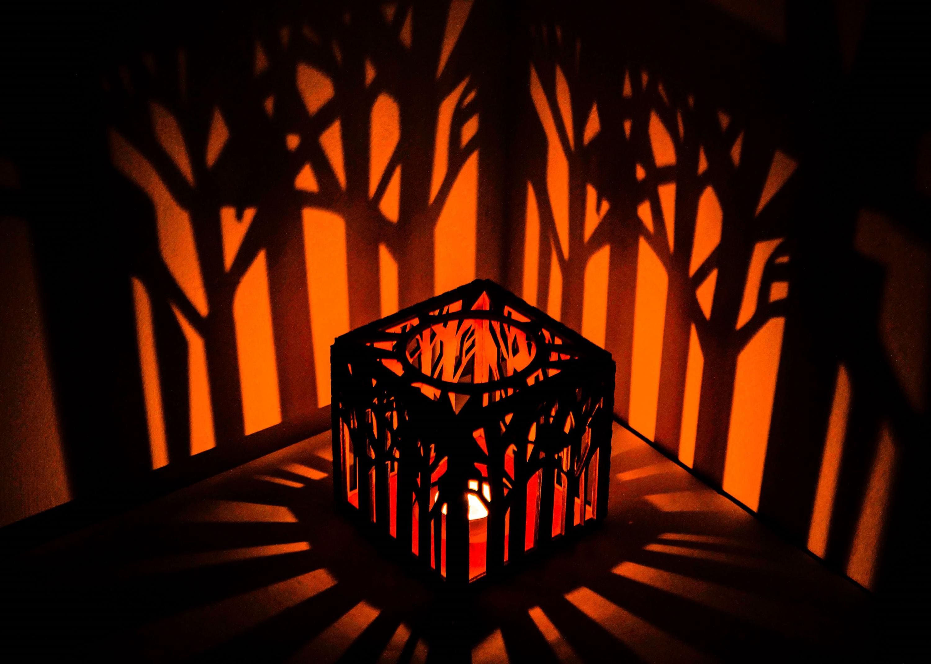 Shadow Lamp, Wooden Candle Box, Shadow Lantern, Wooden Bedside Lamp ...