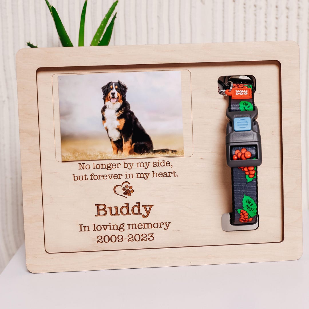 Dog Memorial Frame With Collar, Personalized Dog Frame for Losing Dog ...