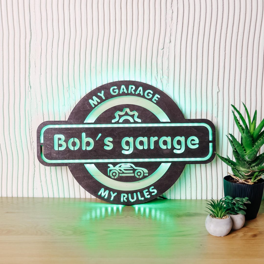 Personalized Garage Sign for Men, Custom Garage Led Sign, Personalized ...
