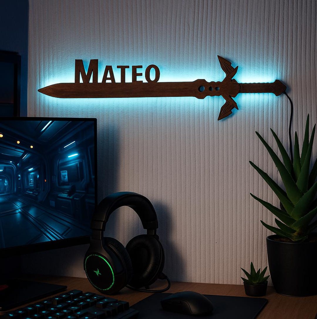 Personalized Sword, Master Sword, Gaming Wall Art, Game Sword Neon Sign ...