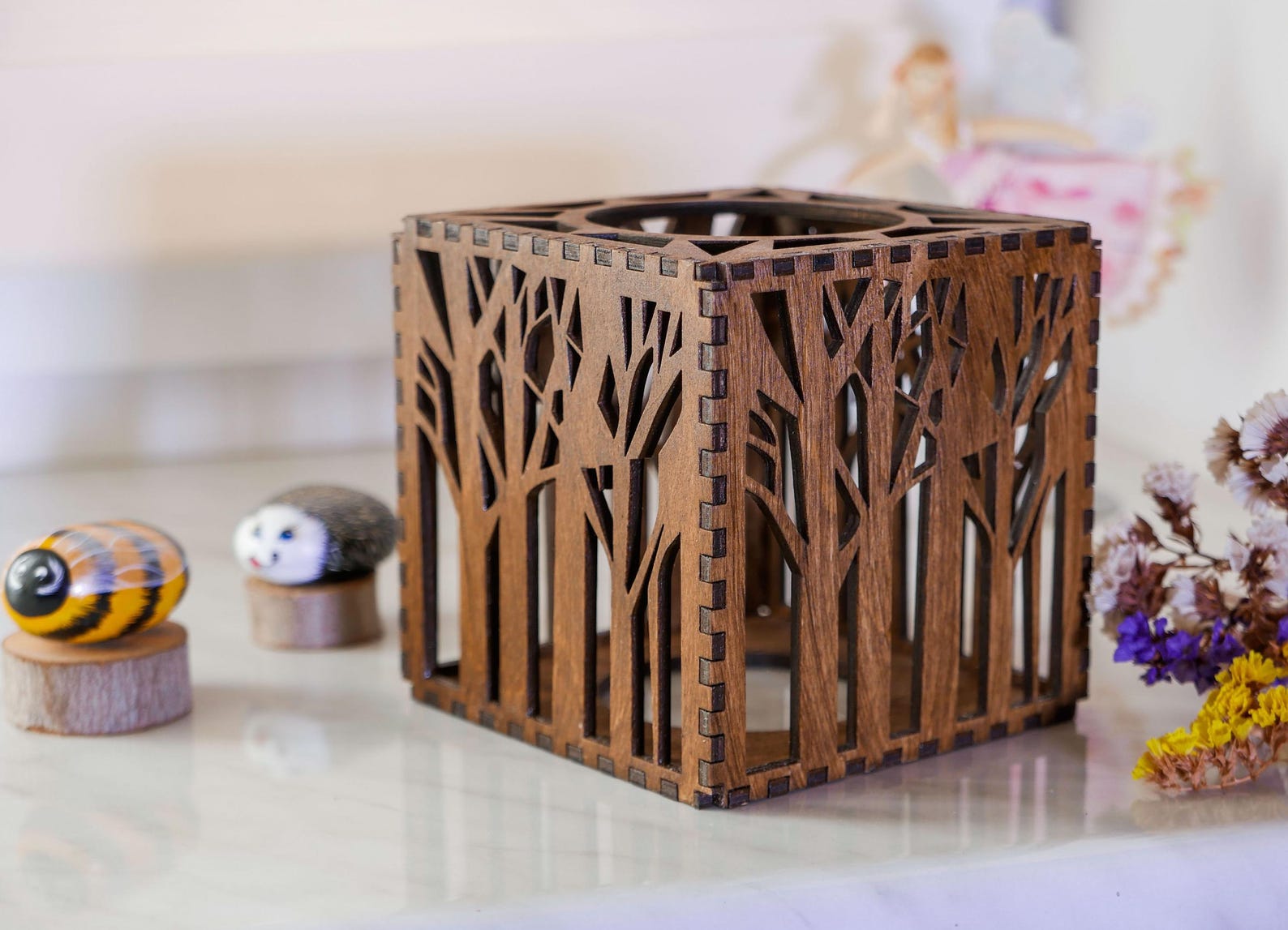 Shadow Lamp, Wooden Candle Box, Shadow Lantern, Wooden Bedside Lamp ...