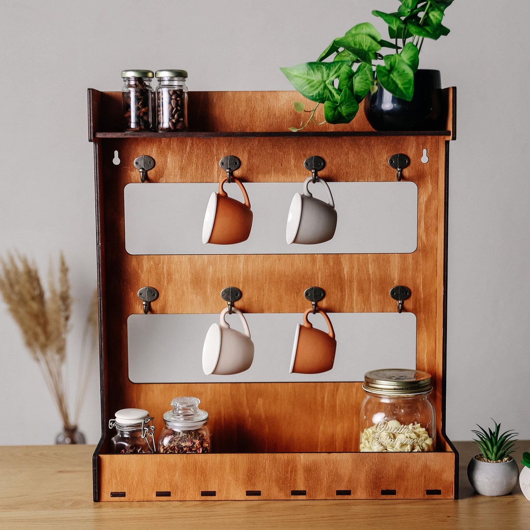 Wooden Coffee Mug Holder, Mug Holder Stand, Mug Holder Wood, Cup ...