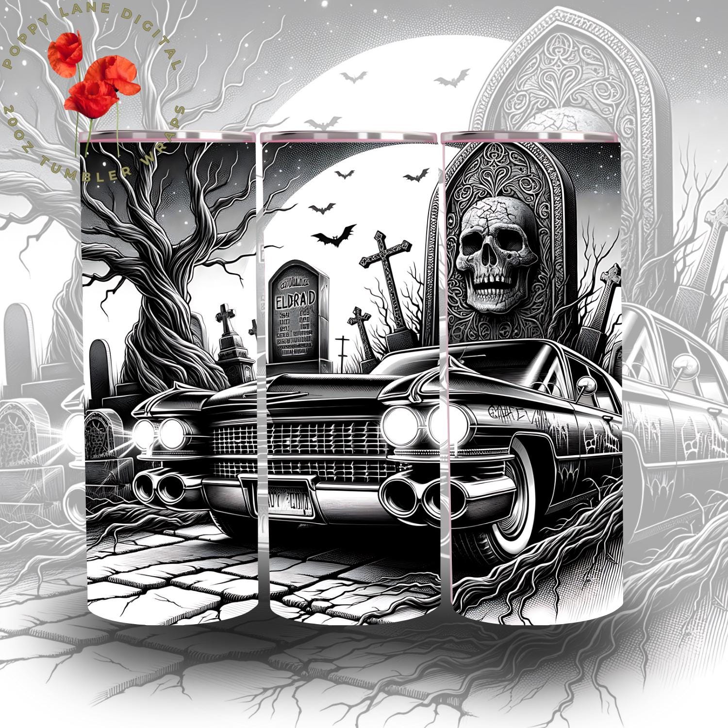 Gothic 1959 Cadillac Eldorado Hearse 20oz Tumbler Wrap, Sublimation ...