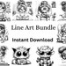 Line Art Bundle, Print on Demand, Coloring Design, Instant Download, 10 ...