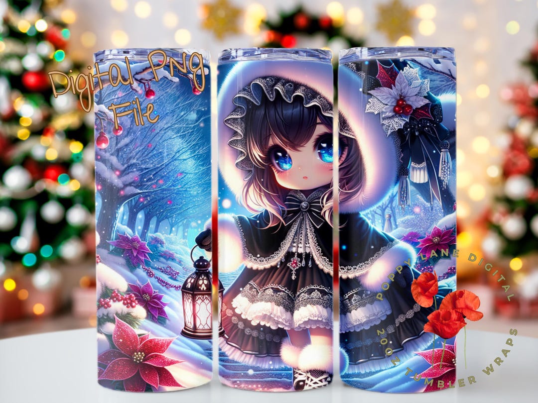 Snow Forest Chibi Girl 20oz Tumbler Wrap, Sublimation Wrap, 20oz ...
