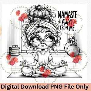 Humor Meditation Girl Line Art, Instant Download, Digital Design ...